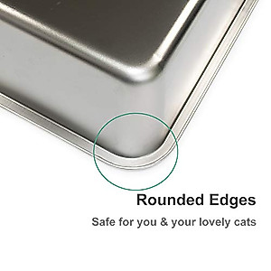 VehiGo Extra Large Metal Cat Litter Box, Stainless Steel Durable Litter Pan for Large or Multiple Cats, Kitty Litter Box with Smooth Surface and Easy to Clean