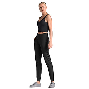 Dragon Fit Joggers for Women with Pockets,High Waist Workout Yoga Tapered Sweatpants Women's Lounge Pants (Large, Joggers78-Black)