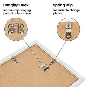 upsimples 11x14 Picture Frame Set of 5, Display Pictures 8x10 with Mat or 11x14 Without Mat,Wall Gallery Photo Frames, White