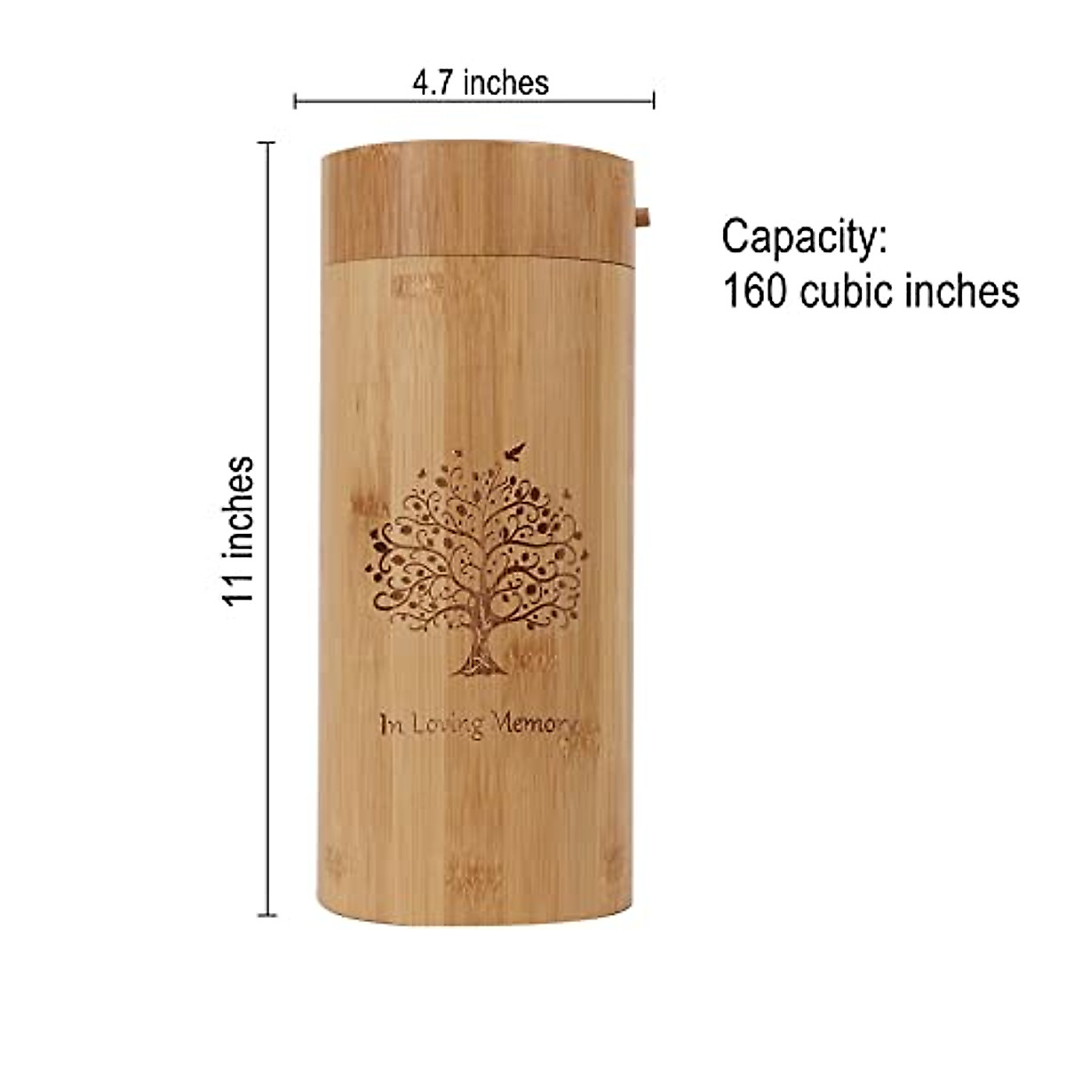 Eco Bomboo Scattering Urn – Biodegradable Scattering Tube for Ashes - Cremation Urn for Adult Ashes - Urns for Human Ashes Male Female (160 Cubic inches(Tree of Life))