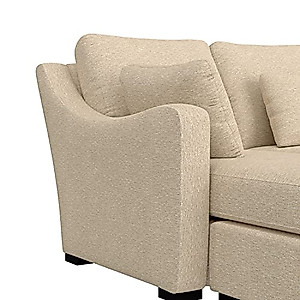 Hillsdale York Upholstered Modern Sectional Sofa Fabric Couch, Sand