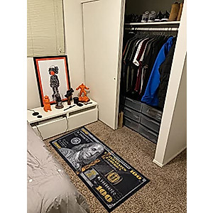 HUAHOO Black Money Rugs 100 Dollar Bill Area Rug Door Mat Runner for Living Room Bedroom Indoor Outdoor Rug 22" x 53"