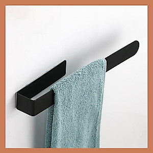 purzen Bathroom Hand Towel Holder, Paper Towel Holder Wall Mounted, Suitable for Bathroom Black Shelf Paper Towel Holder Kitchen Towel Rack,Black,L