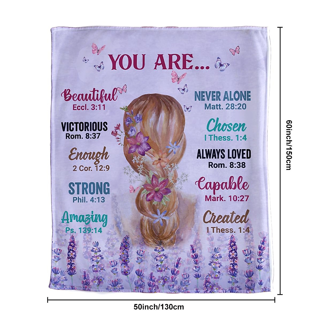 TrendyNest Pretty Blonde Girl Inspirational Quotes Blanket 50x60,Soft Plush Purple Floral Girls Fleece Throw Blanket, Magic Blankets for Girls Bed, Couch and Sofa Christmas Birthday Gift Bedroom Decor