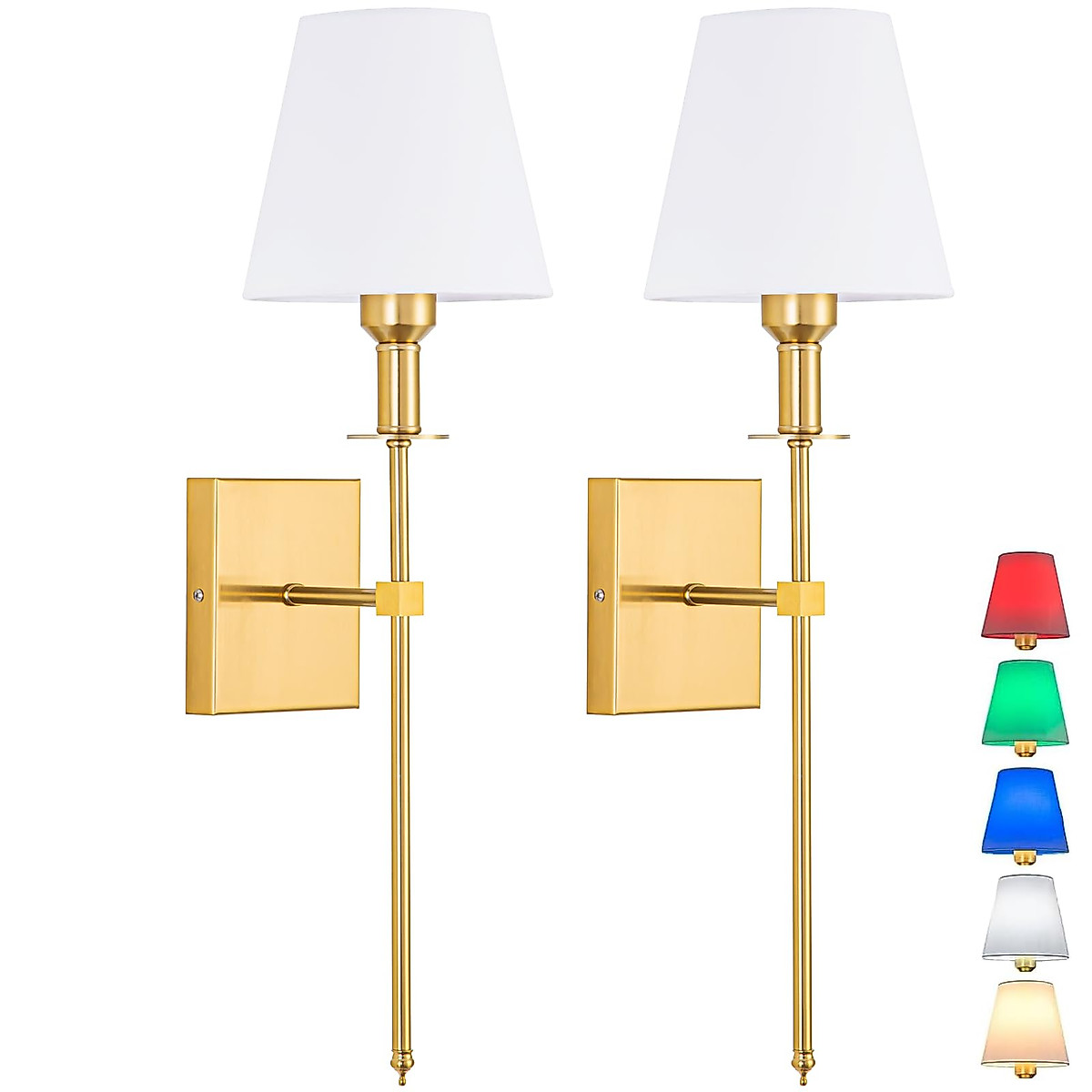 Wall Sconces Battery Operated Set of 2,Gold Rechargeable Wireless Wall Lights Fixture,Indoor Battery Wall Sconce with Remote Dimmable 10 Colors Modes,for Bedroom,Apartment,Farmhouse (Gold)