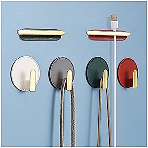 leuapl Decorative Wall Door Self Adhesive Hanger Hooks Heavy Duty for Hanging Coats Clothes Hat Keys Purse, Kitchen Towels Hook, Waterproof Shower Room Sticky Hooks for Bathroom Organizer, 6PCS