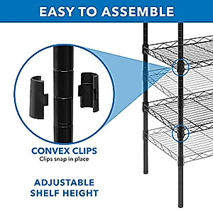 Mount-It! 5 Tier Metal Shelving Unit| - Use As Pantry Shelves, Closet Racks and Shelving or Utility Shelf for Laundry Room | Shelves Height Can be Adjusted -16 inches x 11.25 inches