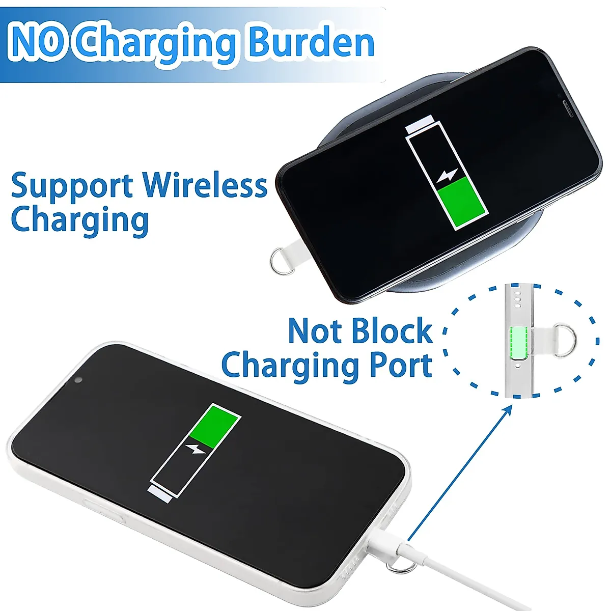 Phone Tether Tab, 10 Pieces Universal Phone Lanyard Patch Without Adhesive,Phone Lanyard Replacement Part for Cell Phone Strap(Transparent)