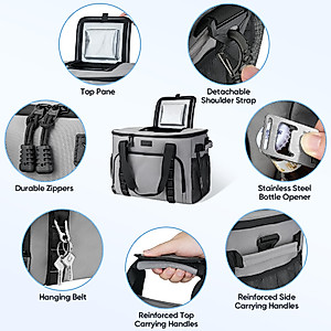 BALEINE Extra Large Soft Cooler Bag, Portable Leakproof Cooler, 40/60 Cans Volume for Beach, Camping, Kayaking, Travel, and Road Trips (9.5 Gallon, Black)