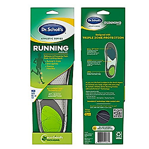 Dr. Scholl’s Running Insoles // Reduce Shock and Prevent Common Running Injuries: Runner's Knee, Plantar Fasciitis and Shin Splints, Men's 10.5-14