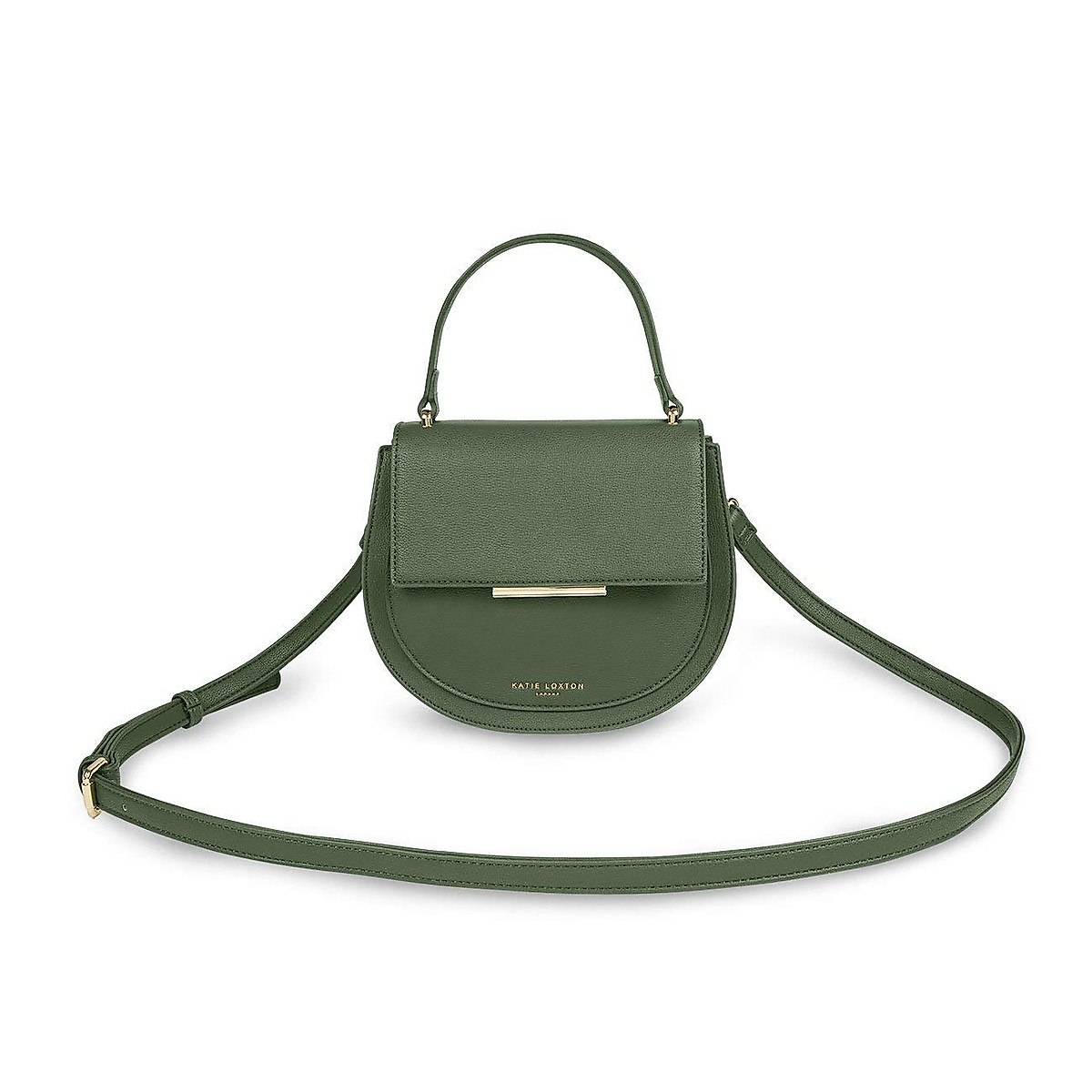 KATIE LOXTON Alyce Vegan Leather Top Handle Convertible Shoulder Strap Cross Body Saddle Bag Khaki Green
