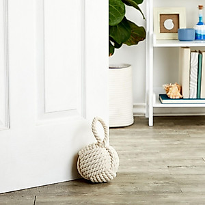 Decorative Weighted Door Stop with Handle, Nautical Knot Rope for Floor, 3.5 lbs (6 x 12.5 In)