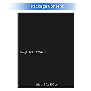 Hemmotop 5 x 6.5 ft Black Backdrop Background for Photography,100% Pure Muslin Collapsible Backdrop Background Screen for Photo Video Studio