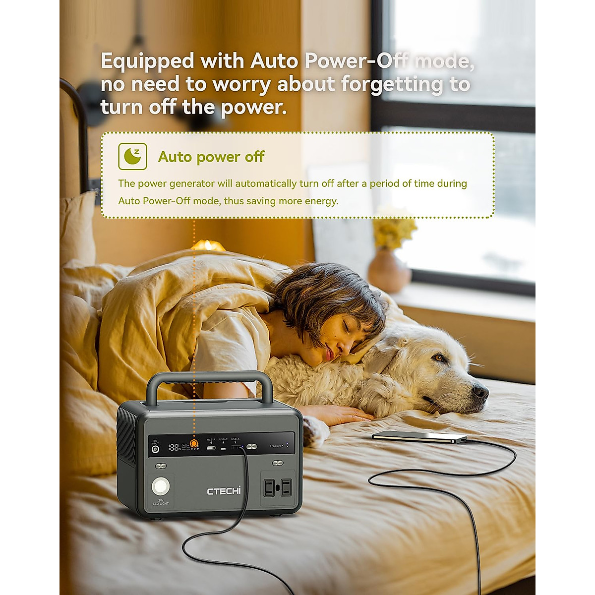 CTECHi Portable Power Station 300W, 299Wh LiFePO4 Power Station, Solar Powered Generator for Camping, Battery Backup Power Supply for Home Emergency Use, Outdoor, CPAP, Trip and Fishing