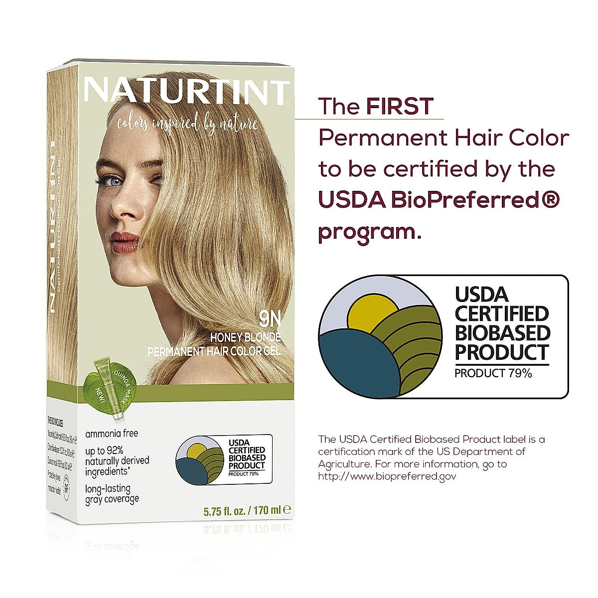 Naturtint 9N Honey Blonde Permanent Hair Color (Pack of 1), Ammonia Free, Vegan, Cruelty Free, up to 100% Gray Coverage, Long Lasting Results (Packaging may vary)