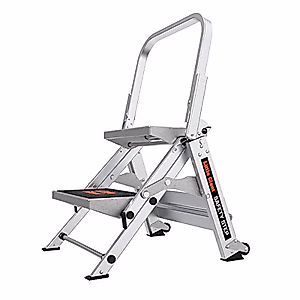 Little Giant Ladders, Safety Step, 2-Step, 2 foot, Step Stool, Aluminum, Type 1A, 300 lbs weight rating, (10210BA), Gray