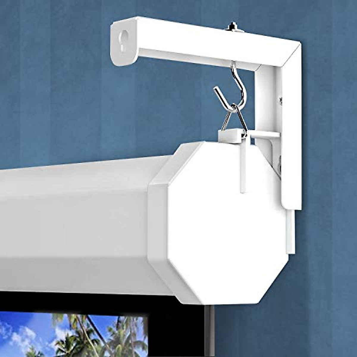 Mount-It! Projector Screen Wall Mount L-Brackets - Wall Hanging Bracket For Home Projector and Movie Screens, 6 inch Adjustable Mounting Hooks for Projection Screen, 1 Pair, White, 66 Lb Capacity Each