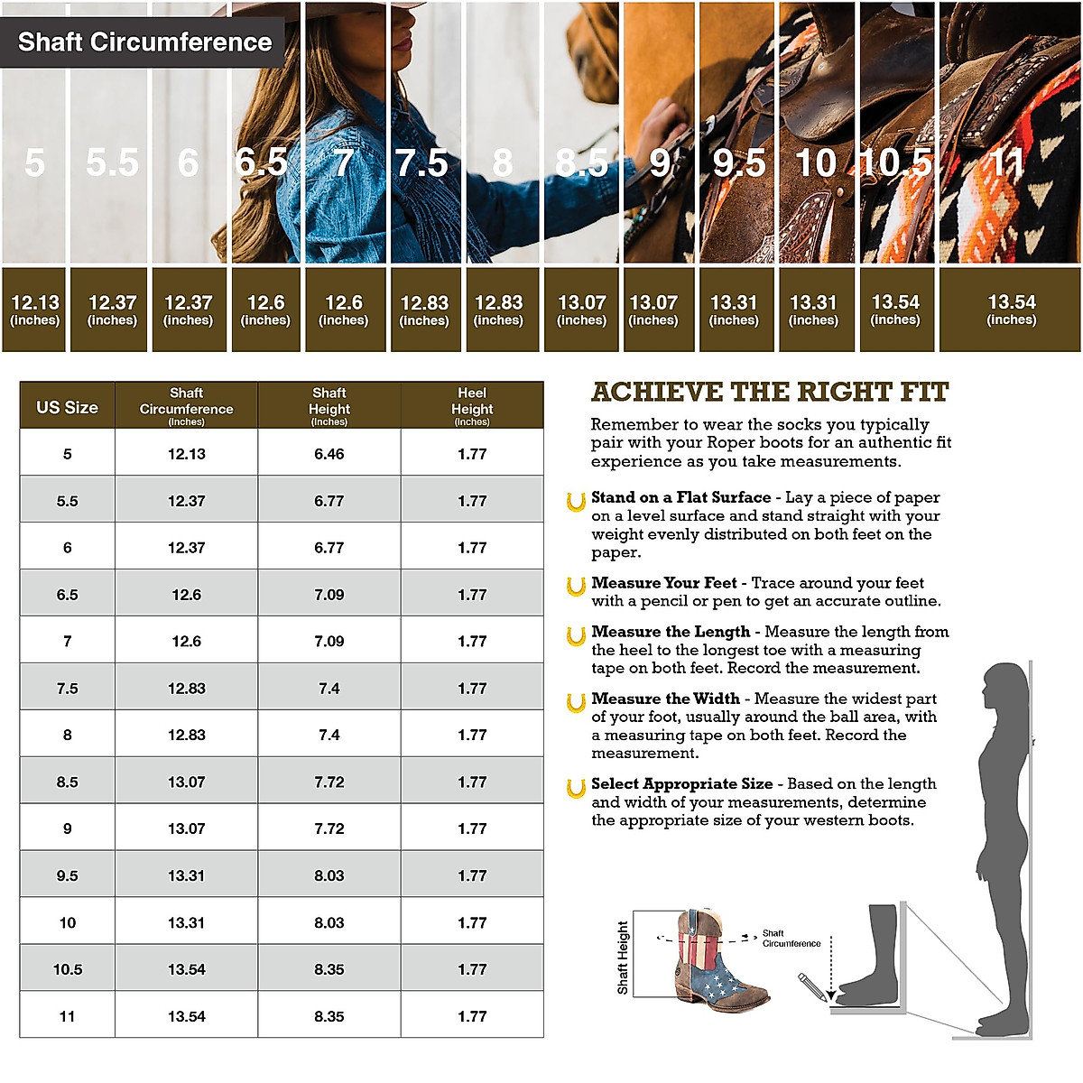 Roper Womens Flotus Boot, Brown, 8.5