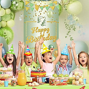 Sage Green Birthday Banner Decorations for Girls Women Sage Green Happy Birthday Door Cover Banner Light Green Birthday Banner Backdrop Porch Banner Sage Green Birthday Party Supplies for Baby Shower