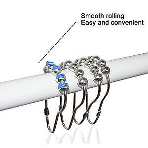 Ansxiy Shower Curtain Hooks Rings, Rustproof Metal Shower Curtain Rings for Bathroom Shower Rods Curtains - Set of 12, Nickel