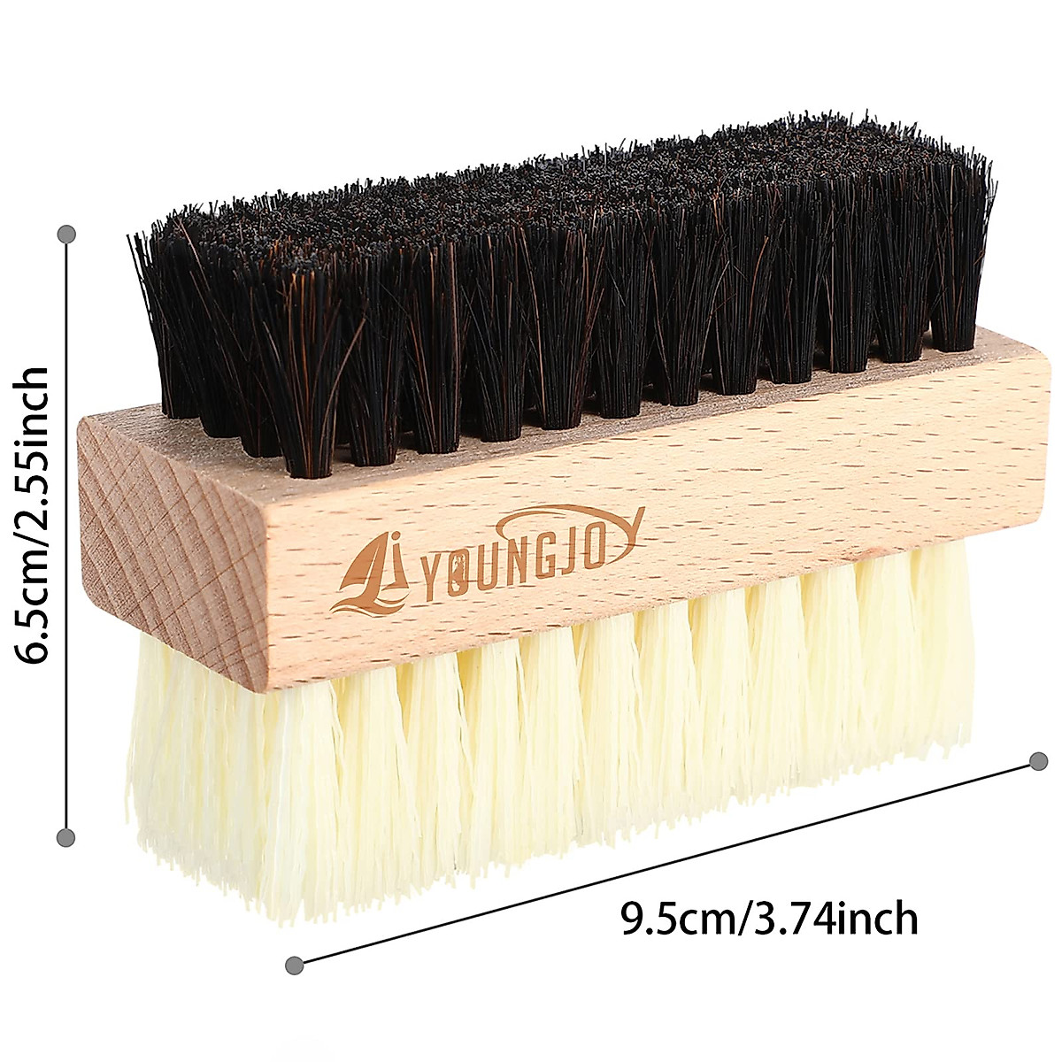 YoungJoy 2 Pieces Dual Sided Sneaker Shoe Cleaner Brush Set Shoes Clean Brush Kit Both Boar and Plastic Bristles with Microfiber Cloth (A)