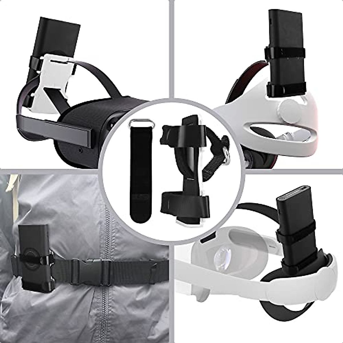 Universal Battery Mount for Oculus Quest 2 Oculus Go and 3rd Party Straps Power Bank Holder Clips Counter Balance Accessories Fits All VR Headset by X-super Home