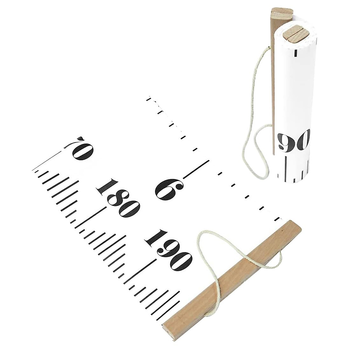 AOMINGGE Hanging Growth Chart, Height Measure Ruler Roll Up Wooden Canvas Growth Ruler for Kids Baby Birthday Gift,White,A1