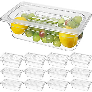 Mifoci 12 Pcs 1/3 Size 4'' Deep Commercial Hotel Pans with Lids Clear Food Pans Polycarbonate Restaurant Containers Stackable Restaurant Food Storage Containers for Kitchen Commercial Deli Food Prep