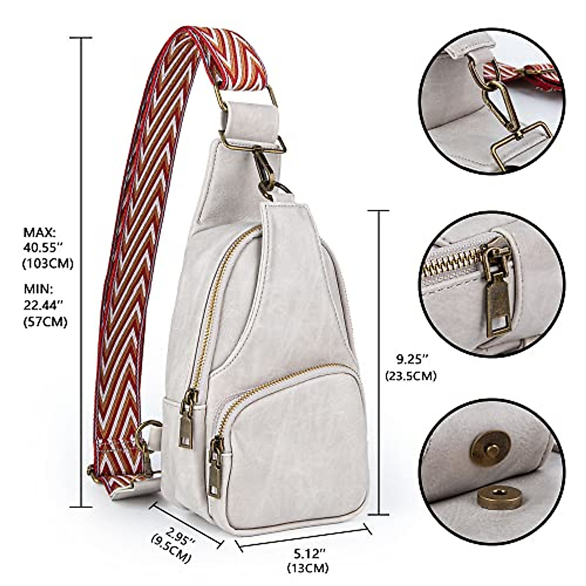 MEEJUNE Small Sling Bag for Women Leather Crossbody bags Fanny Pack Chest Bag for Women Fashionable-Grey