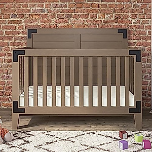 Child Craft Lucas 2-Piece Nursery Set with 4-in-1 Convertible Crib and 3 Drawer Dresser, Rustic, Modern Farmhouse (Dusty Heather)