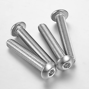 M8-1.25 × 20MM Button Head Socket Cap Bolts Screws 304 Stainless Steel 18-8 Allen Hex Drive, Full Coarse Thread, 25PCS