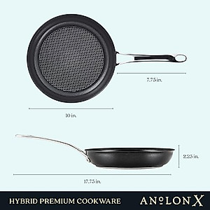 Anolon X Hybrid Nonstick Induction Frying Pans/Skillet Set, 10 Inch and 12 Inch, Dark Gray