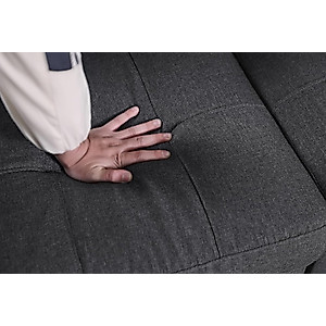 asunflower Sectional Sofa Ottoman Set Modular Couch with Console Cup Holder,6 Seater Modern Sectional Couches for Livning Room Corner L Shape Fabric Sofa Couch with Charge Ports, Dark Grey