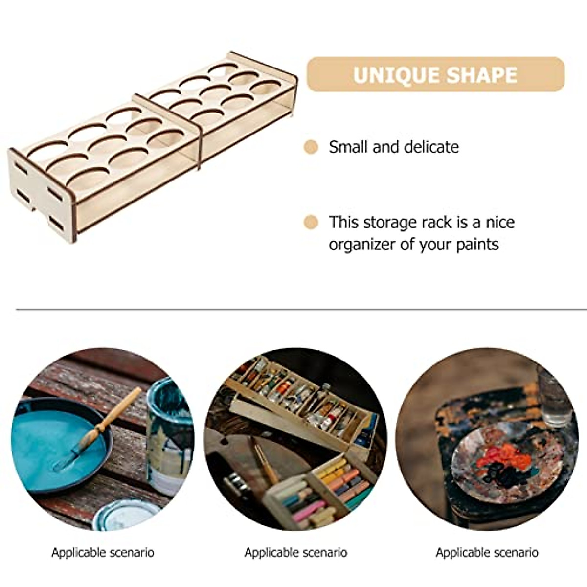 SEWACC Wooden Paint Rack Paint Rack Organizer with 18 Holes Diy Art Tools Storage Stand Pigment Bottle Storage Rack Craft Paint Holder Cabinet Organizer for Painting