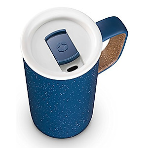 Ello Campy Vacuum Insulated Travel Mug with Leak-Proof Slider Lid and Comfy Carry Handle, Perfect for Coffee or Tea, BPA Free, Avalon Sea, 18oz