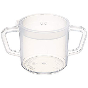 Sammons Preston Independence Two-Handled Cup, For Hot or Cold Beverages, Translucent Polypropylene with Two Lids, BPA Free Mug, 8 Ounces