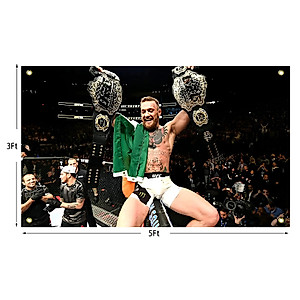 Conor McGregor Boxing Flag Funny Poster Durable Man Cave Wall Flag with Brass Grommets 3x5 Feet Flag for College Dorm Room Decor,Outdoor,Bedroom, Parties gifts, travel, filming,events,festivals..