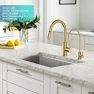 KRAUS Purita 100% Lead-Free Kitchen Water Filter Faucet in Brushed Brass, FF-100BB