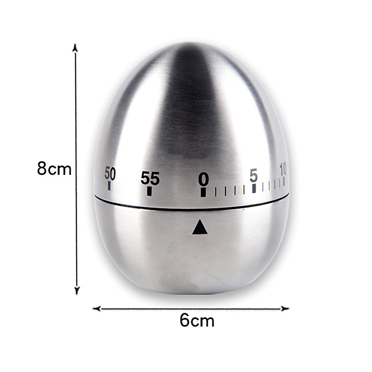 NUZYZ Metal Timer, Portable Metal Timer Attractive Stainless Steel Anti-Slip Bottom 60 Minutes Egg-Shaped Manual Reminder for Home Stainless Steel