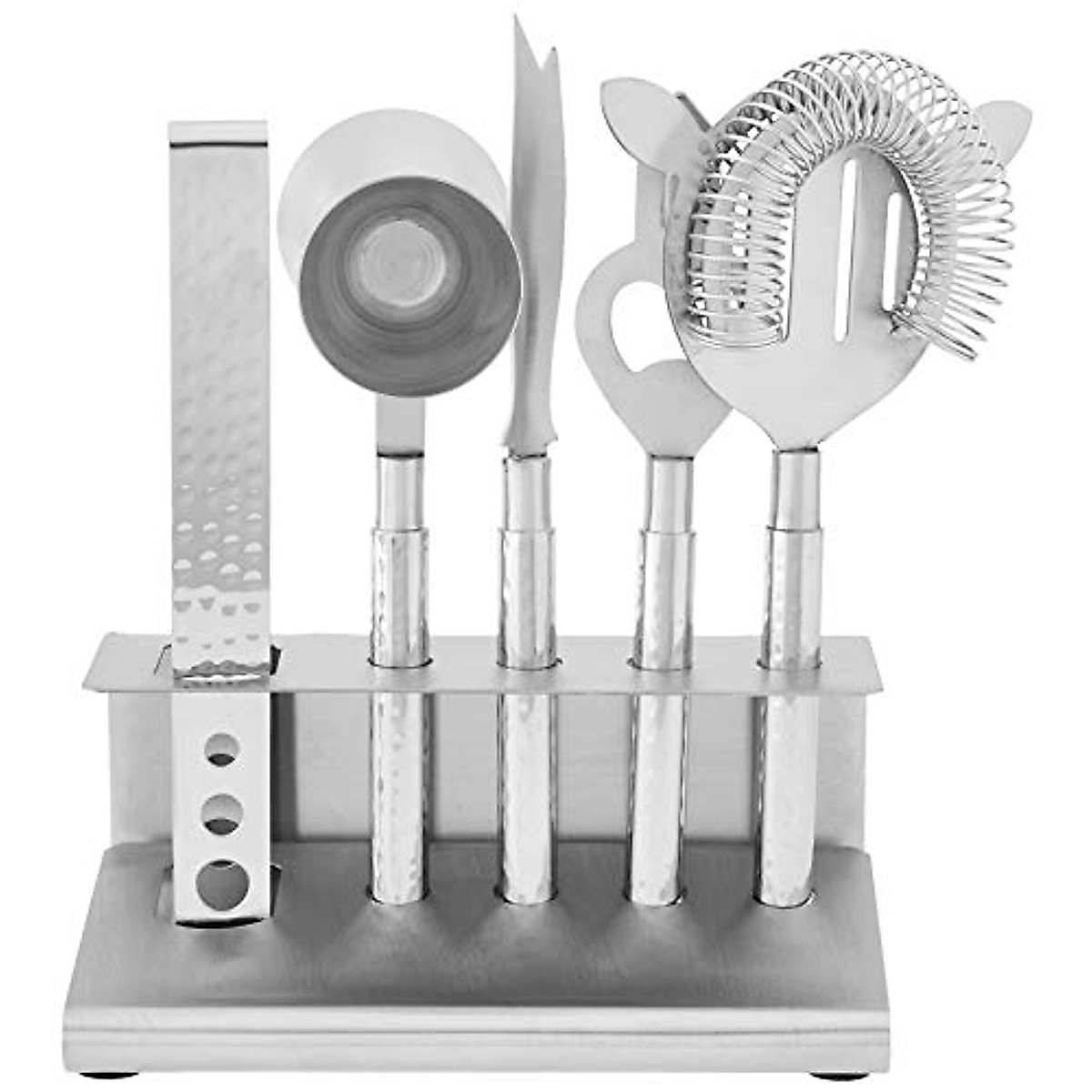 Godinger 9 Piece Leather Barware Set, Black