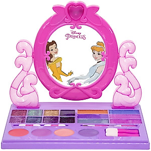 Disney Princess - Townley Girl Cosmetic Vanity Compact Makeup Set with Light & Built-in Music Includes Lip Gloss, Shimmer & Brushes for Kids Girls, Ages 3+ Perfect for Parties, Sleepovers & Makeovers