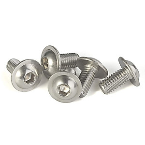 M8-1.25 x 8mm Flanged Button Head Socket Cap Screw Bolts, 304 Stainless Steel 18-8, Allen Socket Drive, Bright Finish, Fully Threaded, Pack of 20