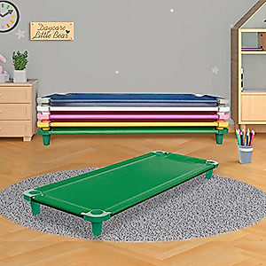 Acrimet Premium Stackable Nap Cot (Stainless Steel Tubes) (Green Cot - Green Feet) (1 Unit)