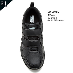 Avia Avi-Union II Strap Non Slip Shoes for Men, Hook and Loop Mens Walking Shoes with Memory Foam - Black, 11 Wide