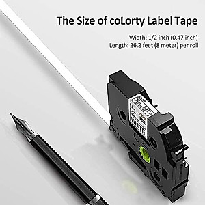 Colorty Compatible Label Tape Replacement for Brother P Touch TZe 12mm 0.47 Laminated Tape Black on Multicolored Label Tape for P-Touch PT H110 D210 D600 1230PC 1280 Label Maker, 11 Pack