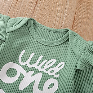 Baby Girl First Birthday Outfit 1st Birthday Girl Outfit Infant Wild One Bodysuit (Green,12-18 Months)
