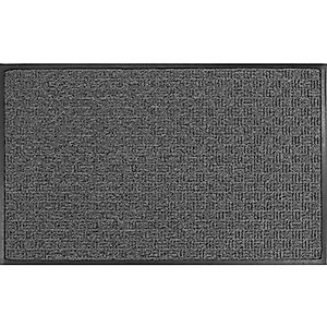 Amazon Basics Molded Carpet & Rubber Commercial Scraper Entrance Mat Parquet Pattern, Charcoal, 2 x 3