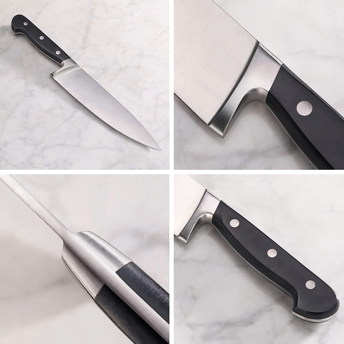 Cangshan Adams Series 1027266 German Steel Forged 15-Piece Knife Block Set, Black