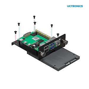 UCTRONICS 19" 1U Rackmount for Raspberry Pi, SSD Bracket for Any 2.5" SSDs, Hold Up to 5 Raspberry Pi 5/4B Boards, Front-Removable with Captive Screws