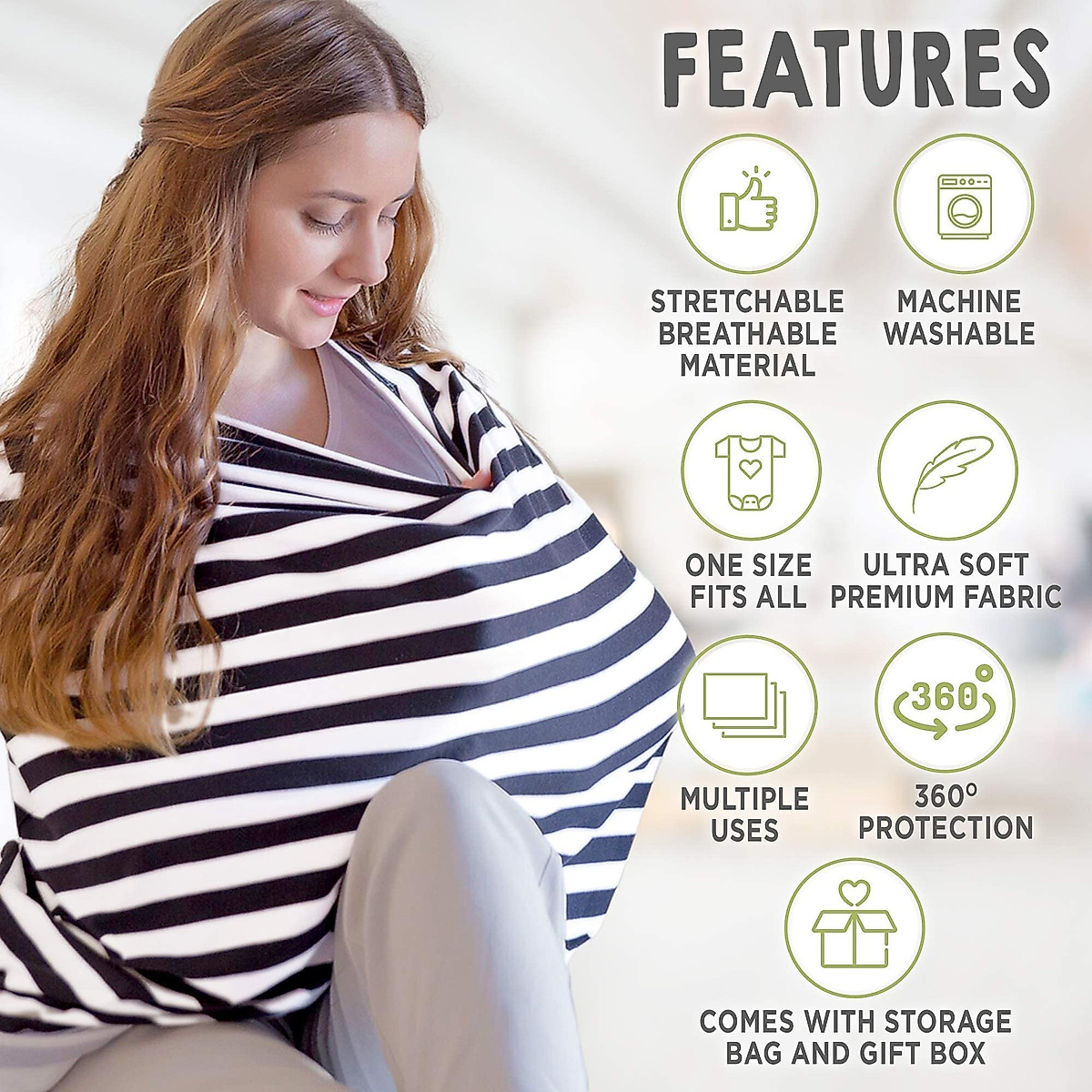 KeaBabies Diaper Backpack & Car Seat Canopy Cover - Multi Use Nursing Cover For Breastfeeding - Best Travel Bag and Cover For Outdoor - Baby Essentails For Newborn Baby